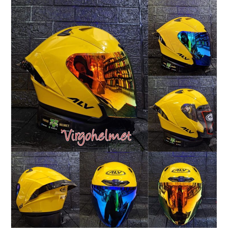 Jual HELM ALV ULTRON SOLID YELLOW LEMON PAKET GANTENG | Shopee Indonesia