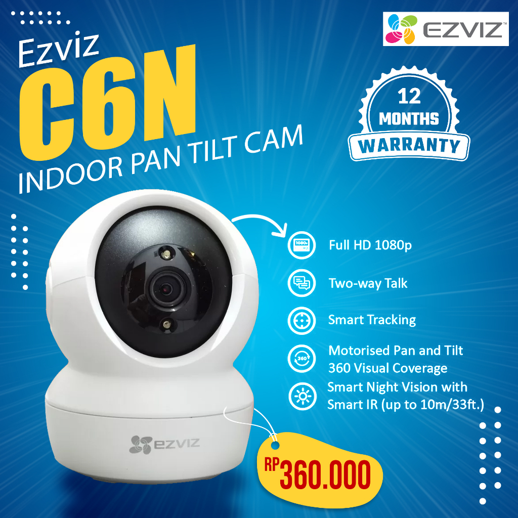 Jual CCTV WiFi Ezviz C6N 2MP 1080p Pan & Tilt Smart Camera | Shopee ...