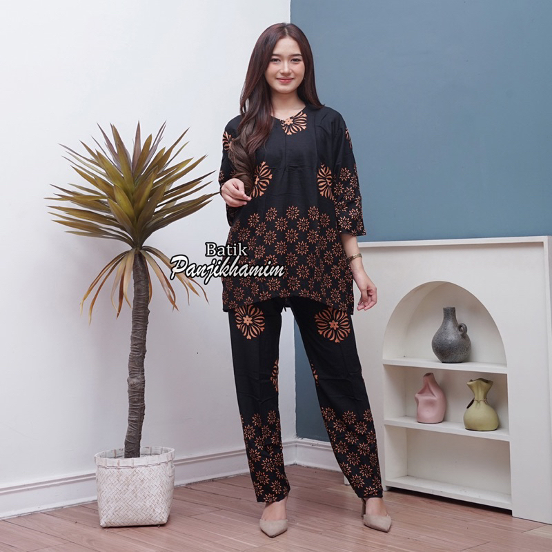 Jual One Set Batik Rayon Adem Lengan 3/4 Setelan Baju Tidur Celana ...