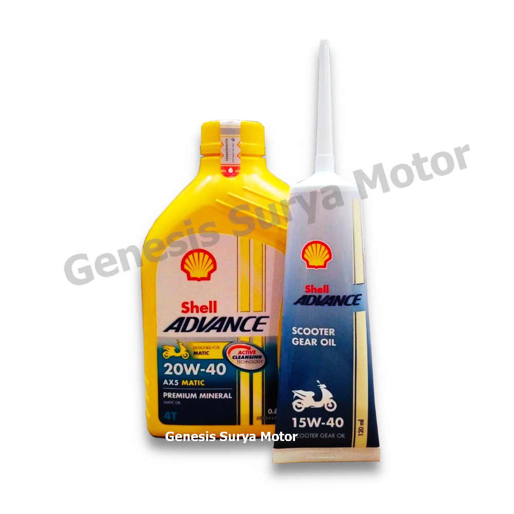 Jual Oli Shell Advance AX5 Matic 20W40 0.8LT paket Oli Gear Shell 120ml ...