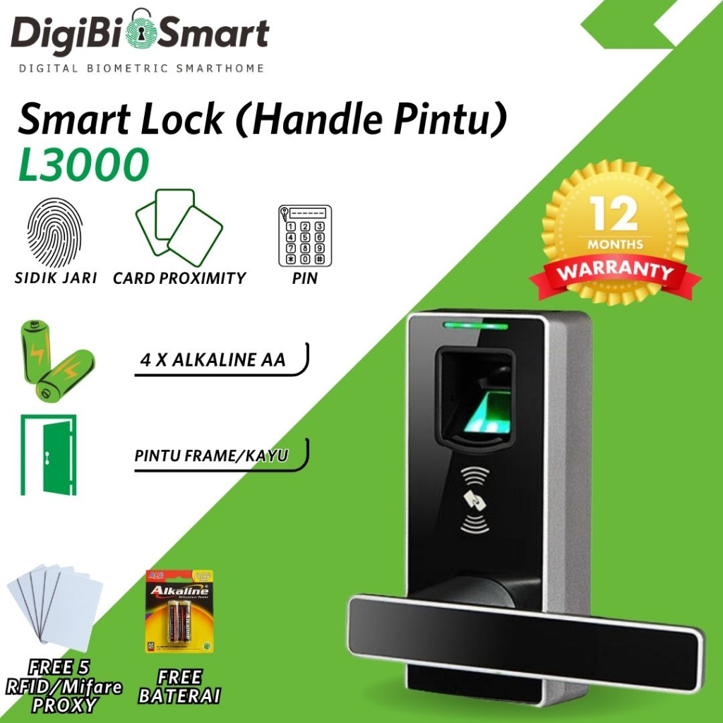 Jual Smart Door Lock Handle Pintu Fingerprint ZKTeco L3000 Kunci Pintu ...