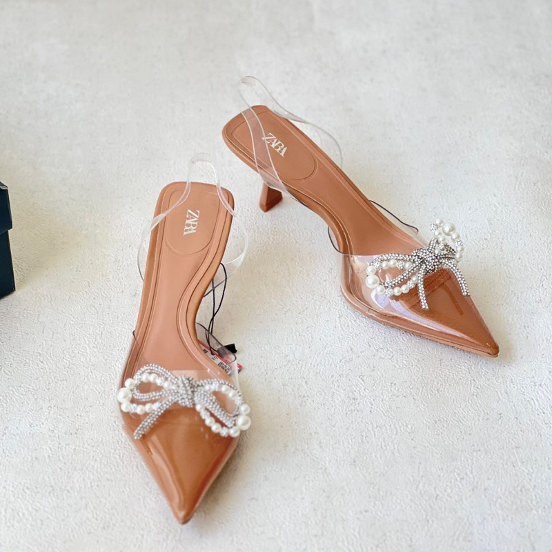 Jual Sepatu Zara heels 6 cm nude coklat transparant sandal pesta ...
