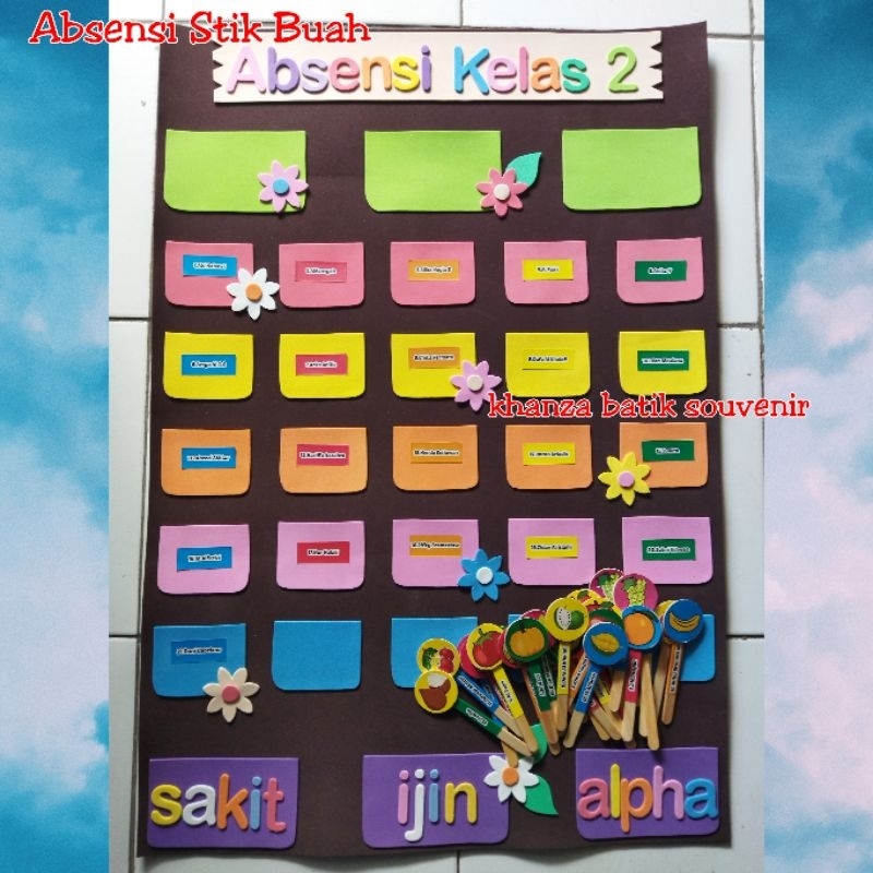 Jual Hiasan dinding Absensi Kelas Stik Buah-buahan | Shopee Indonesia