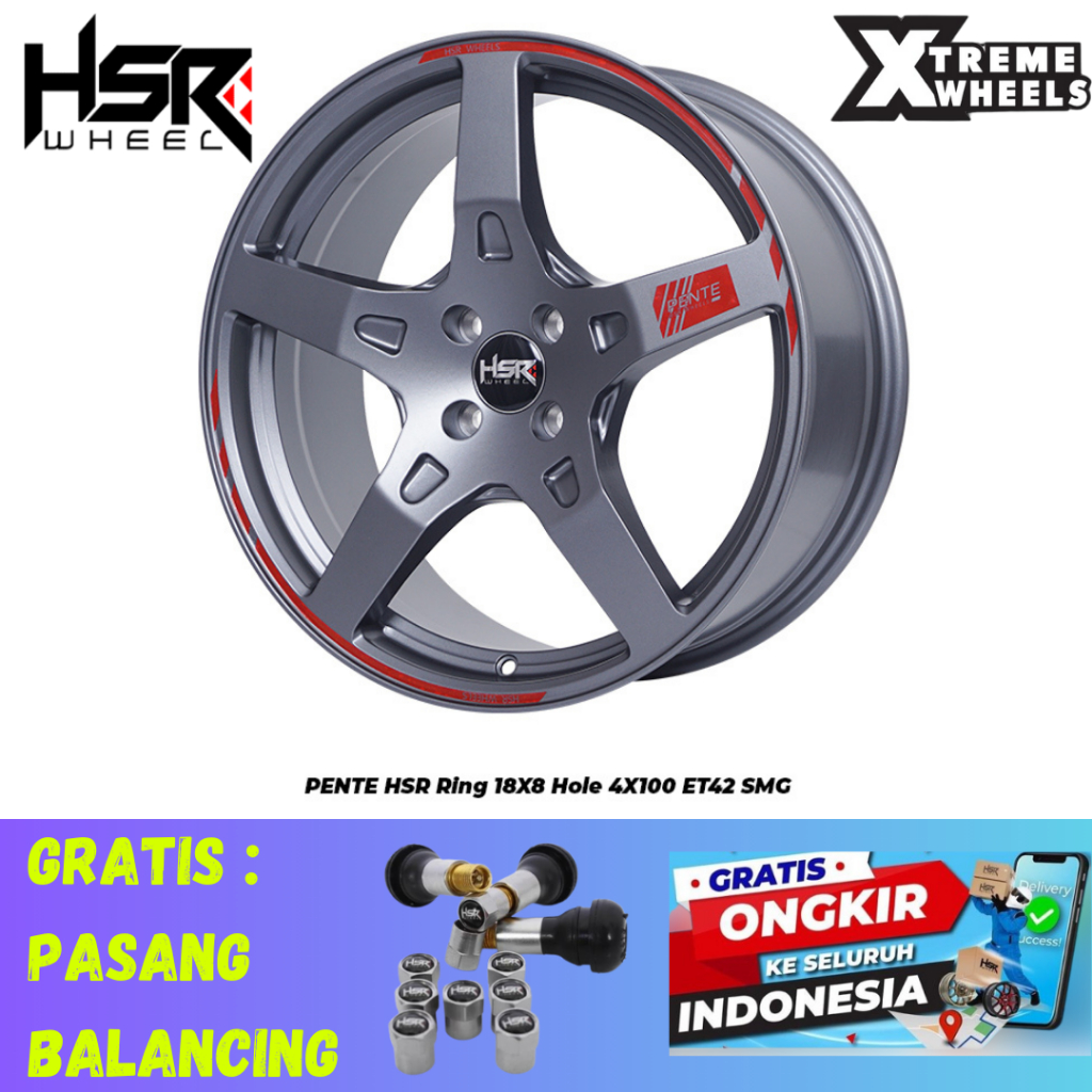 Jual VELG MOBIL MURAH R18 MODEL PALANG 5 MERK HSR PENTE LEBAR 8 PCD 4X100 GEY TE37 COCOK DI JAZZ ...
