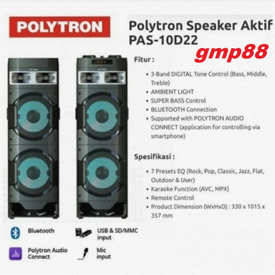 Jual POLYTRON PAS 10D22 SPEAKER AKTIF BLUETOOTH TERBARU KHUSUS BATAM | Shopee Indonesia