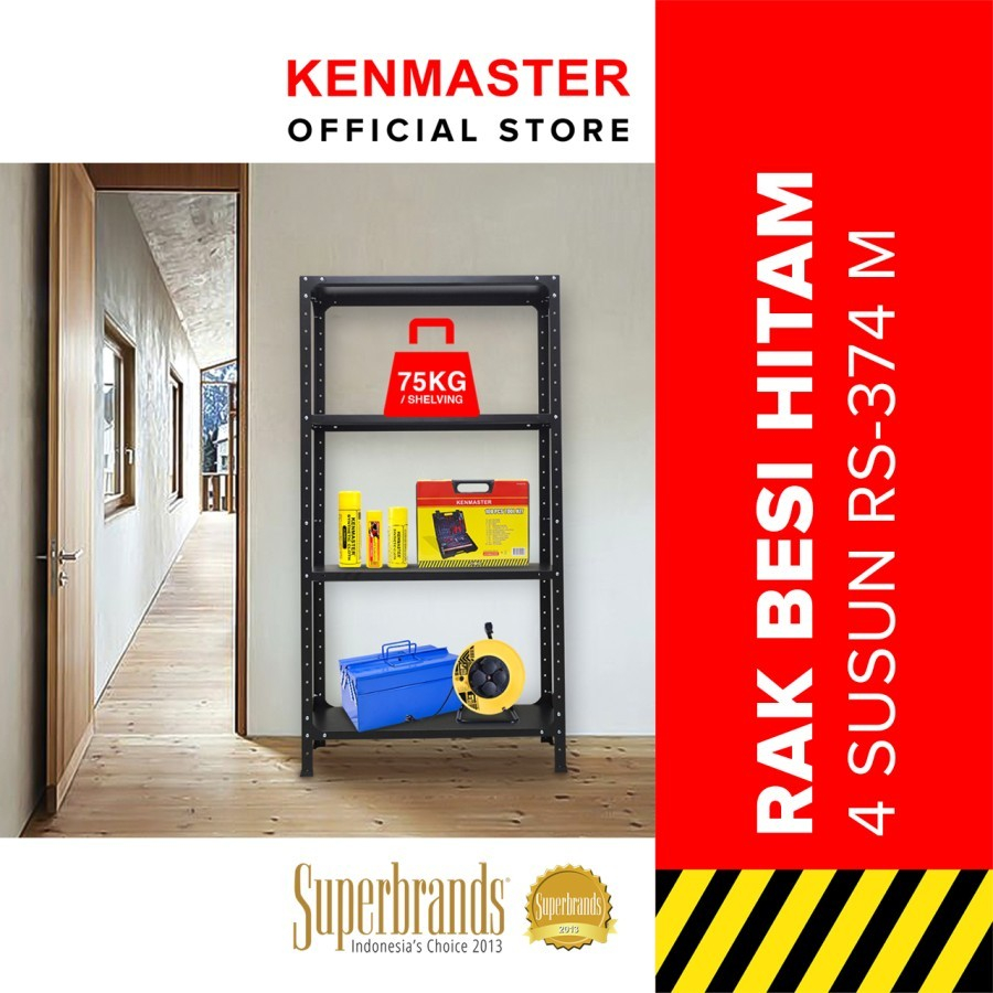 Jual Kenmaster Rak 4 Susun RS-374M Multipurpose Black rak Besi Siku ...