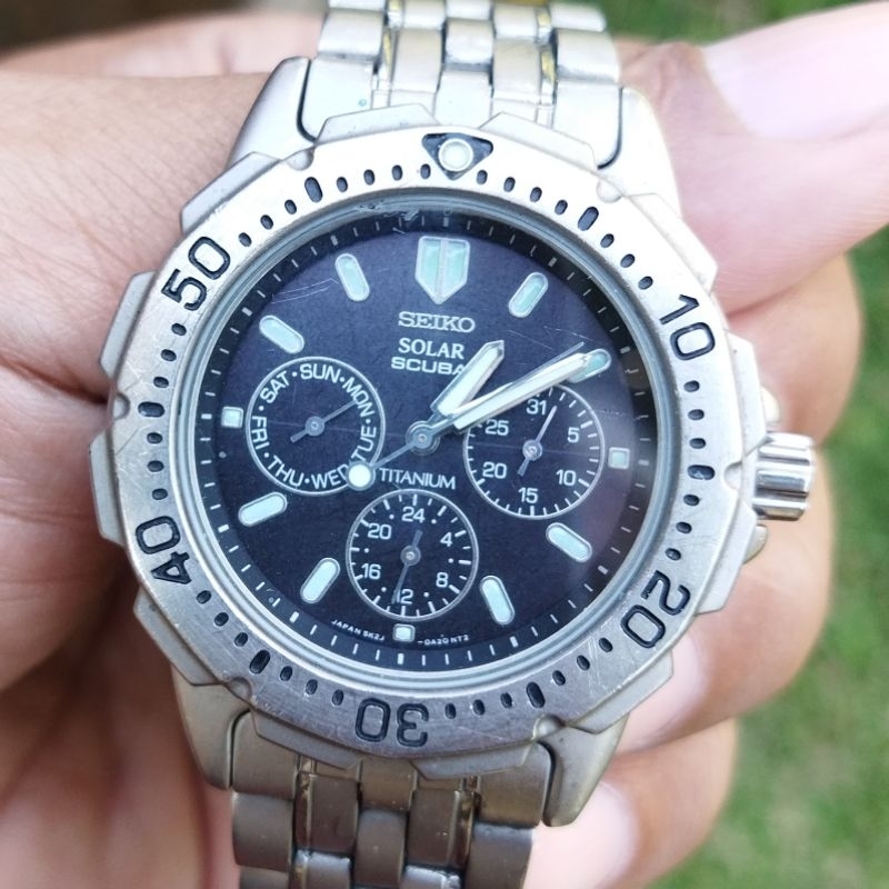 Jual Jam Tangan Seiko Solar Scuba Divers Titanium Original | Shopee ...
