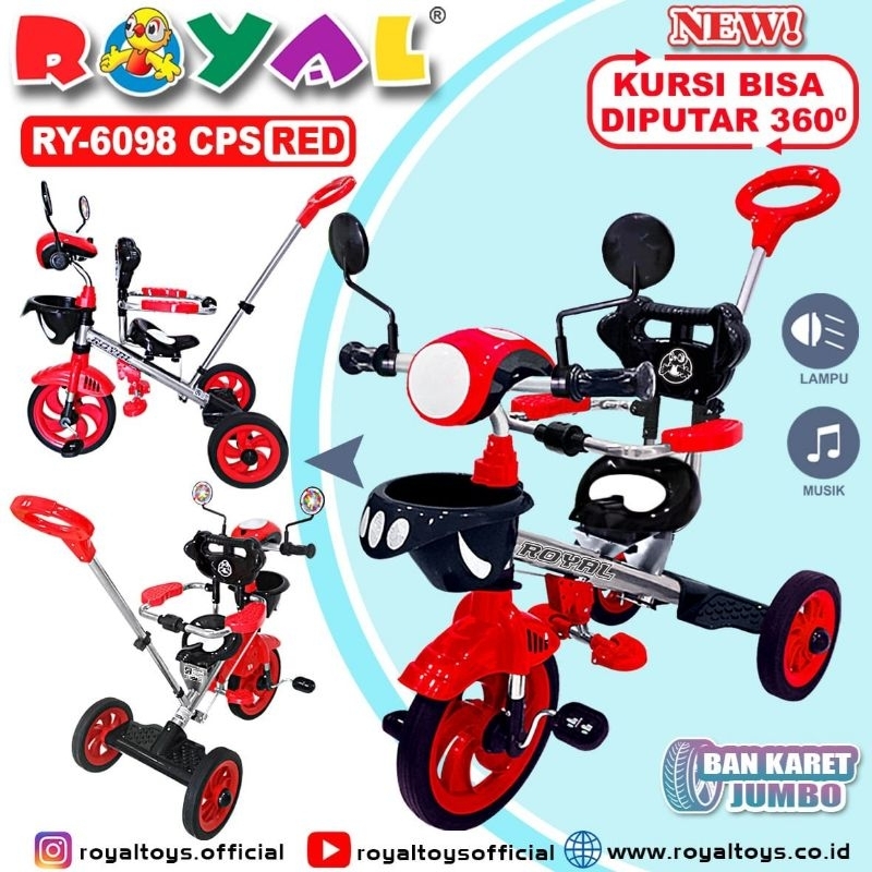 Jual SEPEDA RODA TIGA ROYAL 6098CPS (KURSI PUTAR BAN KARET) | Shopee ...