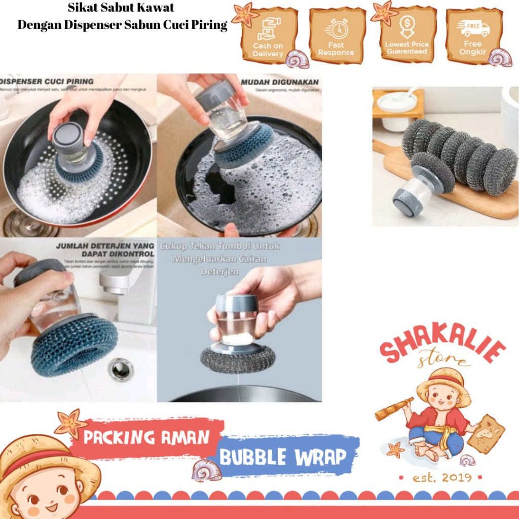 Jual Sikat Sabut Kawat Dispenser Tabung Sabun Cuci Piring Spons Serabut ...