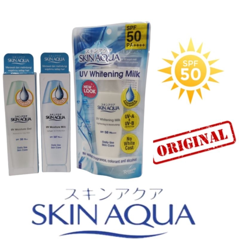 Jual SUNSCREEN SKIN AQUA WHITENING MILK SPF 50 TUTUP PUTIH/ SKIN AQUA ...