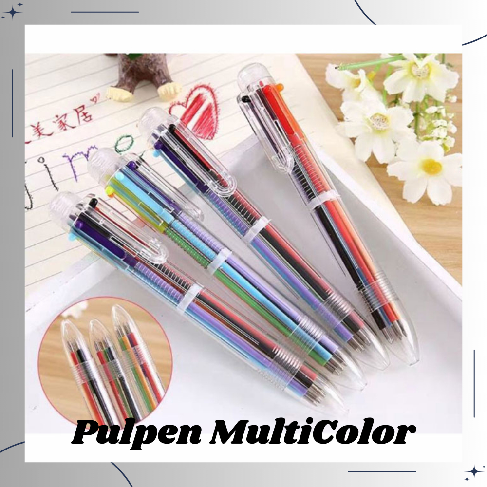 Jual Pulpen 6 in 1 Pena Bolpoin Warna-Warni Multi Colored Pen | Shopee ...