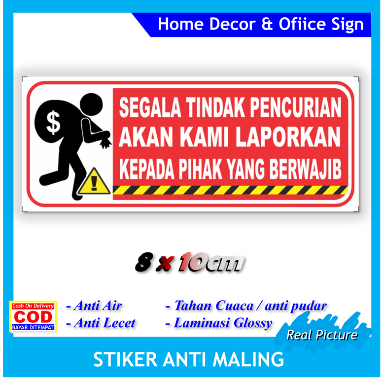 Jual Stiker label pencurian lapor petugas anti maling sticker keamanan ...
