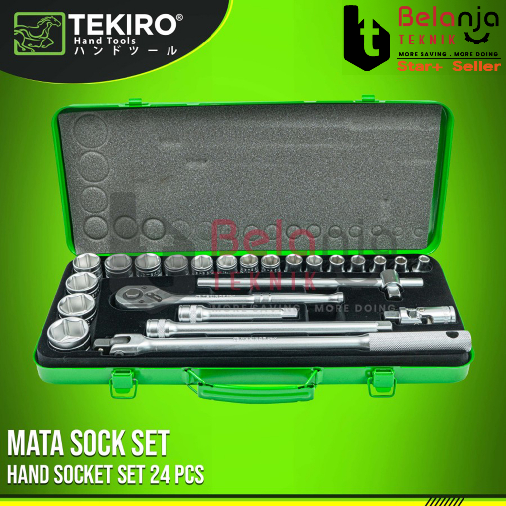 Jual Tekiro Kunci Shock Set 24 Pcs 8-32 MM 1/2" Hand Socket 6PT 8-32mm Besi | Shopee Indonesia