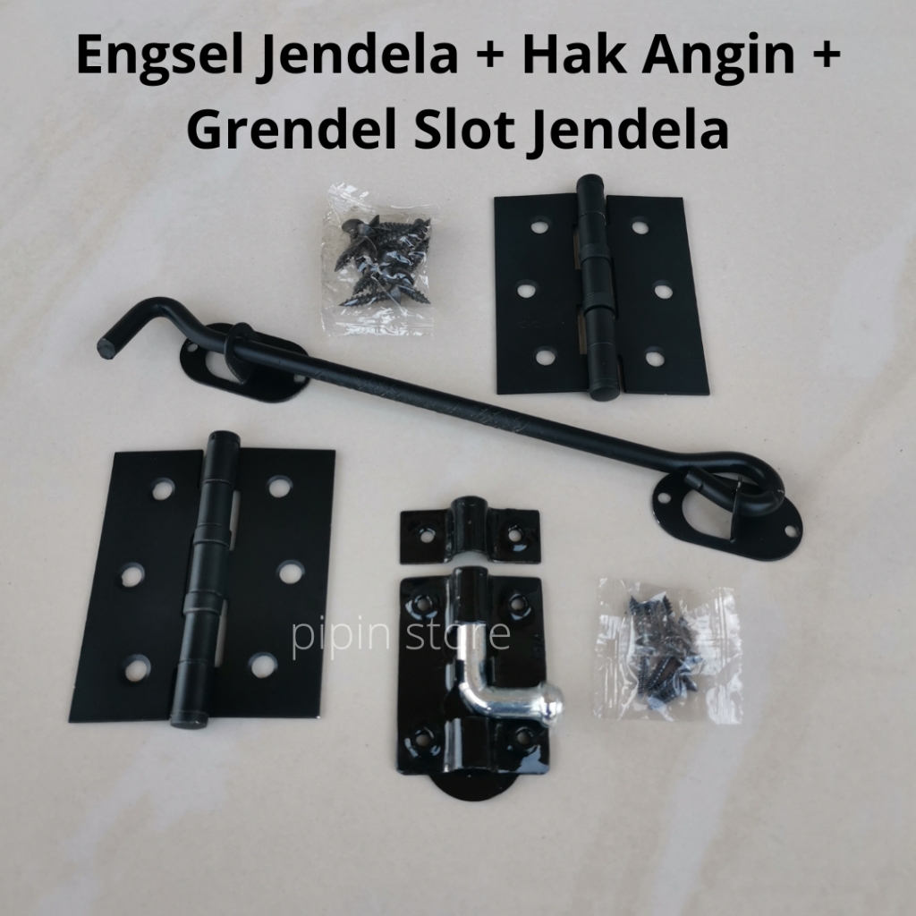 Jual Paket Engsel Hitam Jendela Kayu 3 Inch 1 Set - Hak Angin Hitam ...