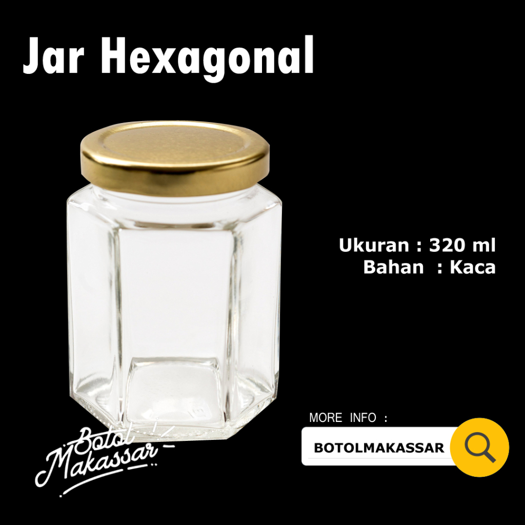 Jual Jar Kaca Hexagonal 320 ml ( Jar Kaca unik) | Shopee Indonesia