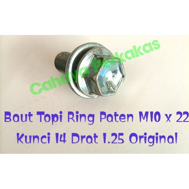 Jual BD Baut Topi Hex Flange Bolt Ring Paten M10 x 22 Kunci 14 Drat 1. ...