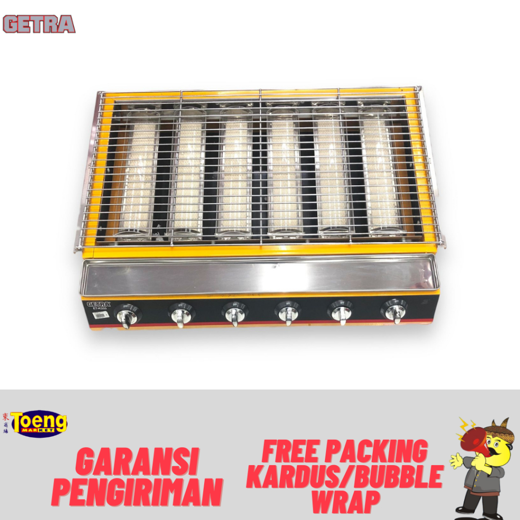 Jual KOMPOR BBQ / KOMPOR GRILL / GAS BBQ BURNER 6 TUNGKU ET-K333 GETRA ...
