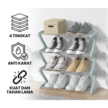 Jual Z SHAPE SHOE RACK / Rak Sepatu 4 Susun Zigzag Serbaguna Terbaru ...
