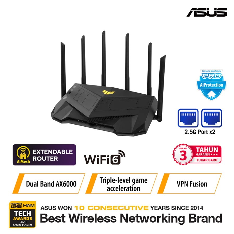 Jual ASUS TUF Gaming AX6000 Dual Band WiFi 6 Extendable Gaming Router ...