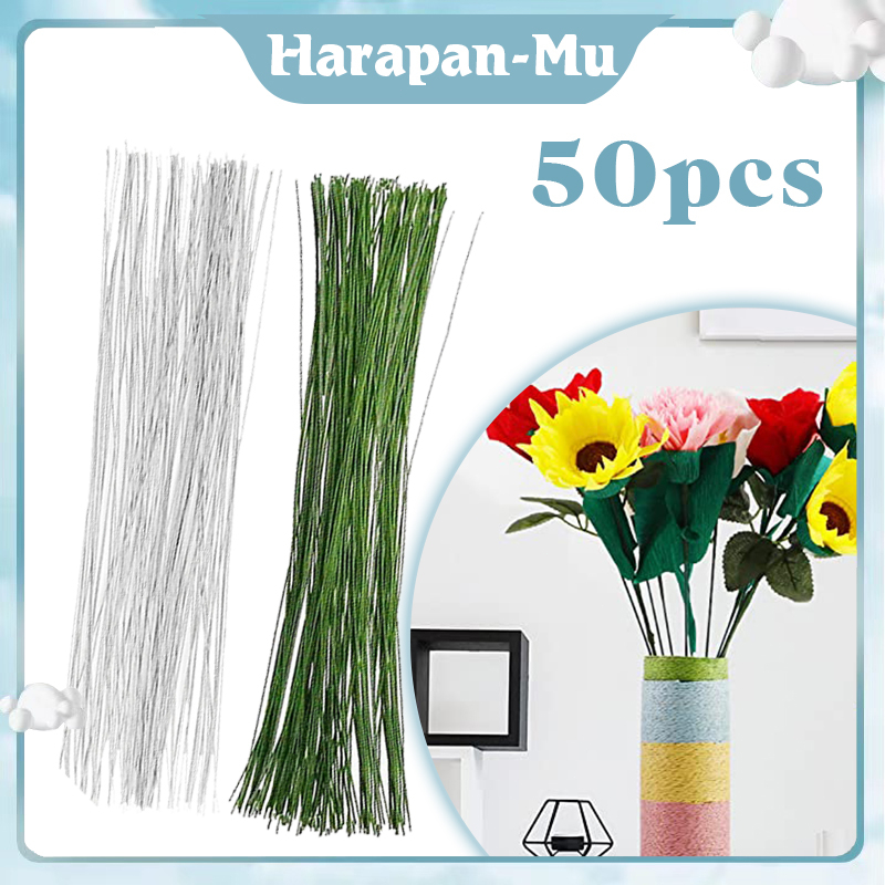 Jual 50 Pcs Kawat Tangkai Bunga Artificial Batang Bunga Plastik Tangkai ...