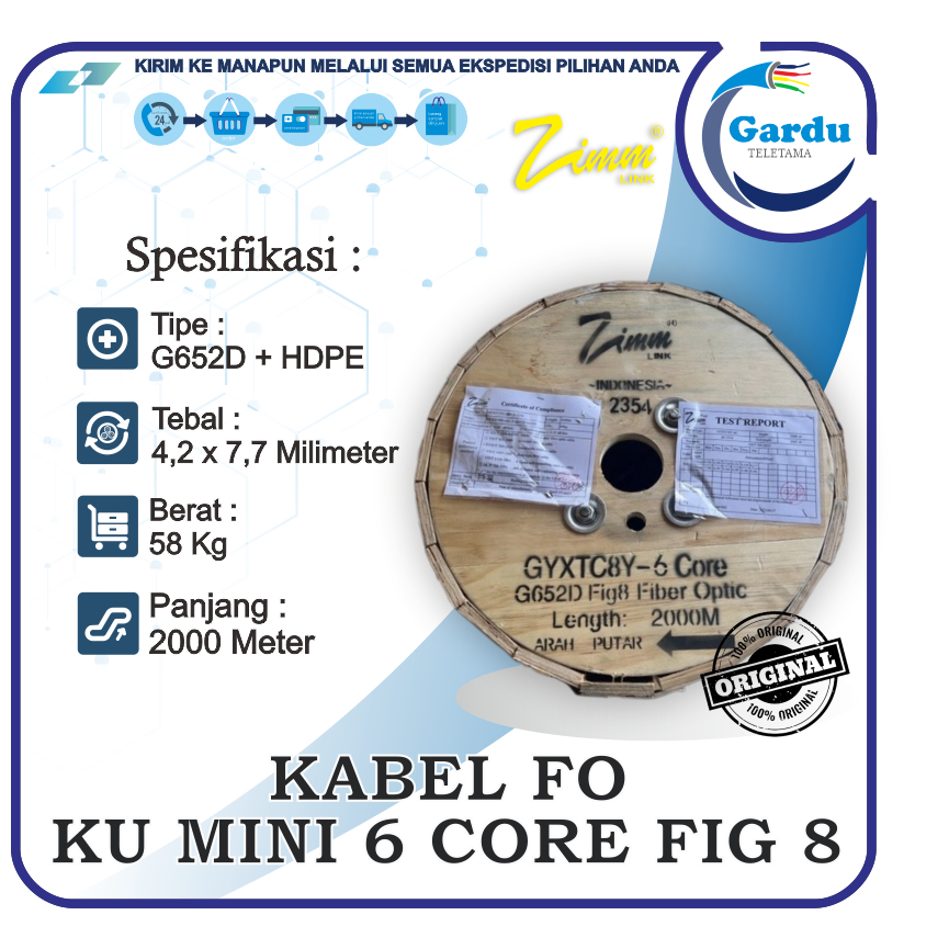 Jual Kabel FO KU Mini 6 Core Fig 8 JellyTube Merk Zimmlink Panjang ...