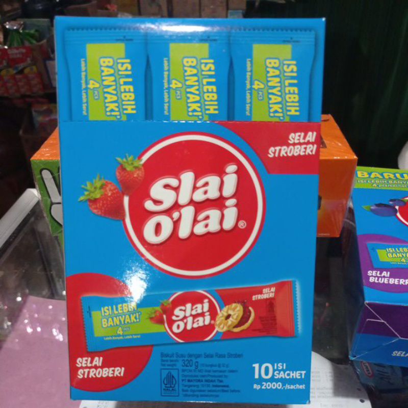 Jual Slai Olai isi 10bungkus_320gr_Strawberry/Blueberry_Mayora | Shopee ...