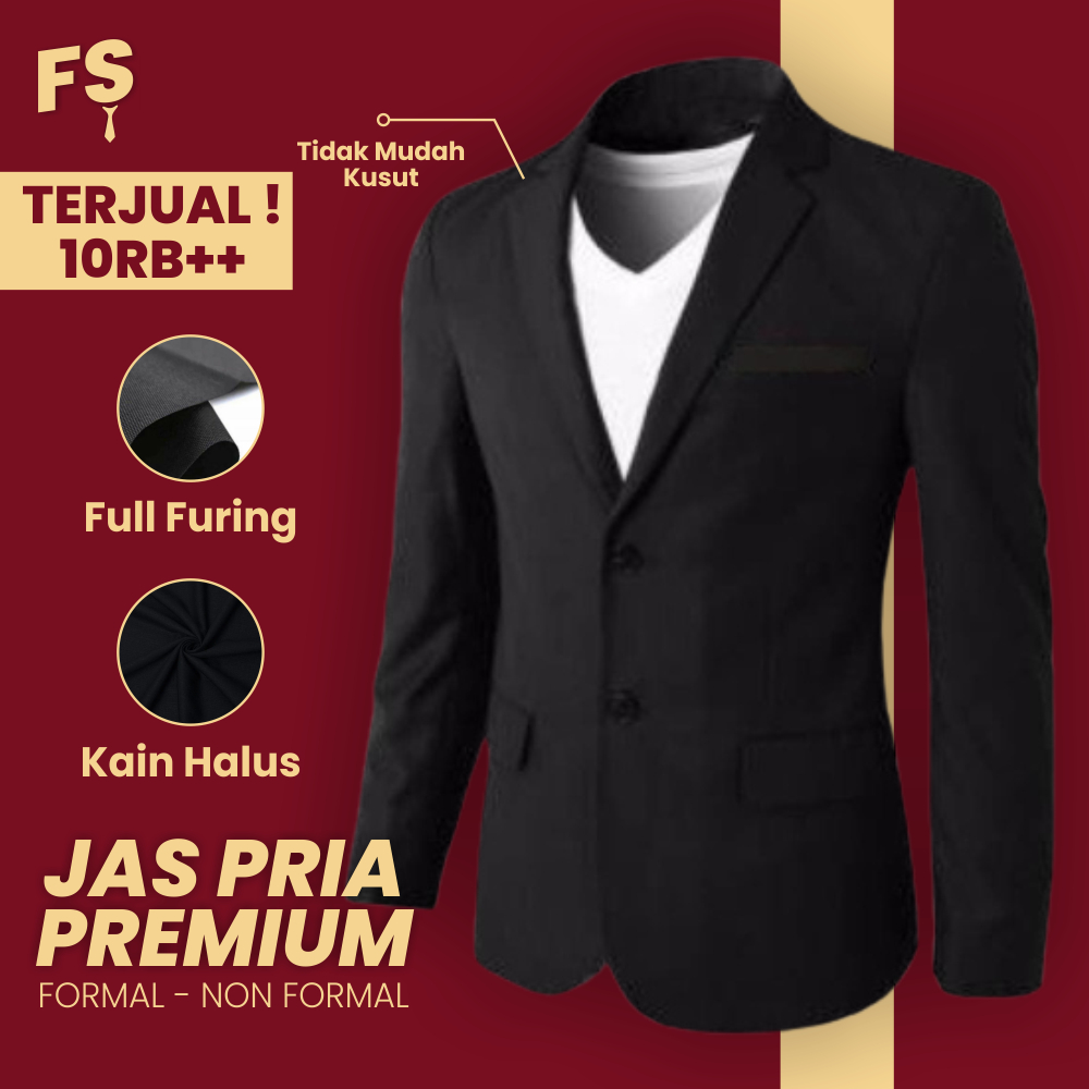 Jual BLAZER JAS KOREA NIKAH WISUDA PENGANTIN PRIA SLIM FIT FORMAL - HITAM POLOS | Shopee Indonesia