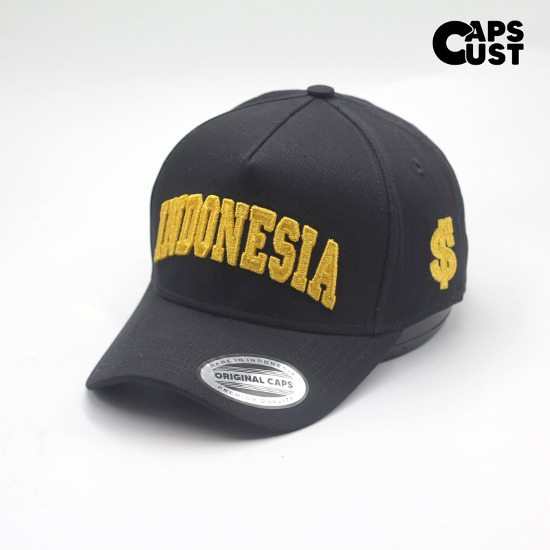 Jual CAPS - BASEBALL HATS INDONESIA BLACK AND GOLD | Shopee Indonesia