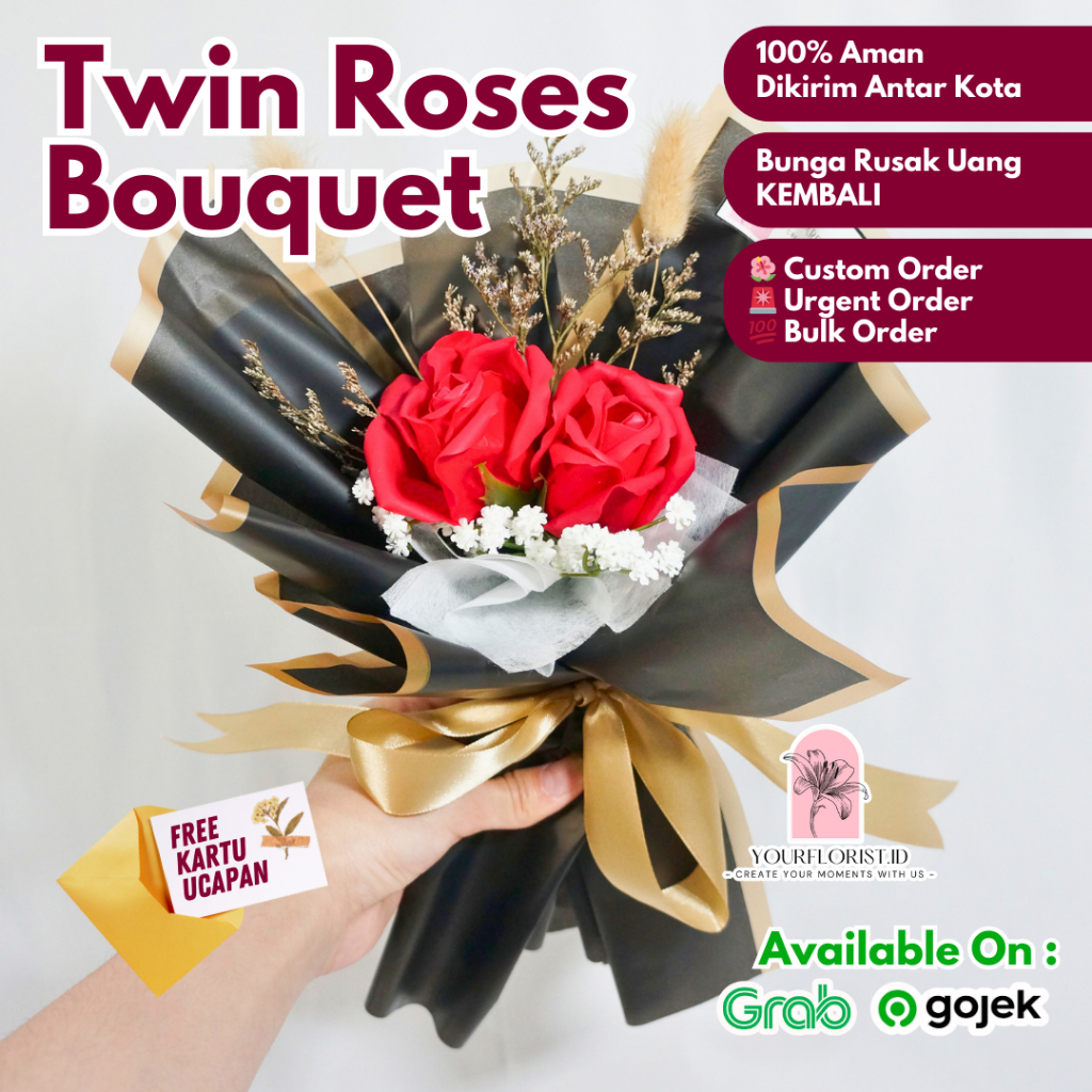 Jual TWIN ROSES BOUQUET - Buket Bunga Mawar Sabun 2 Tangkai Untuk ...
