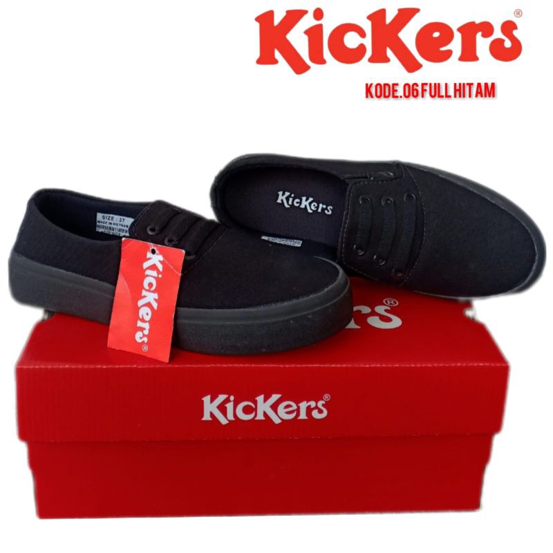 Jual sepatu full hitam non tali Kickers 601 sepatu simpel sol tebal ...