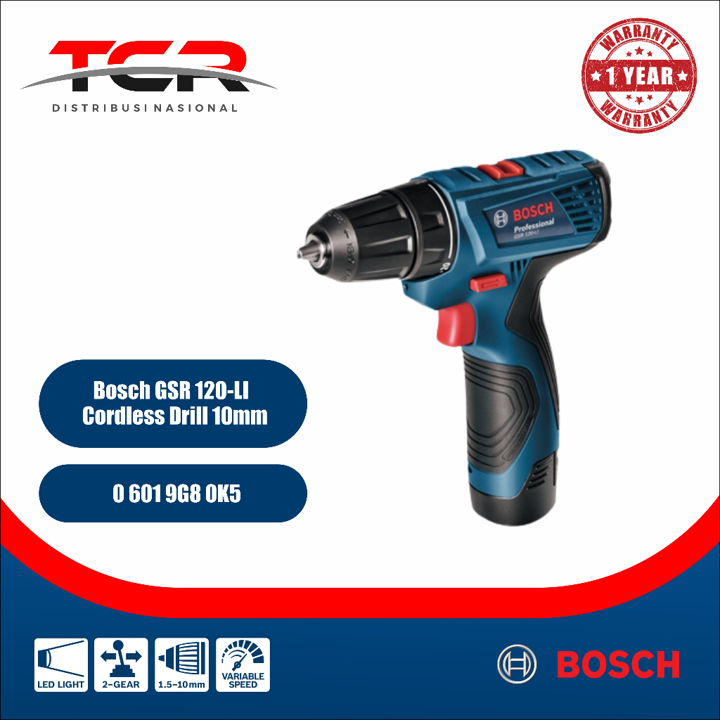 Jual Bosch GSR 120-Li Cordless Drill [06019G80K0] / Mesin Bor Obeng ...