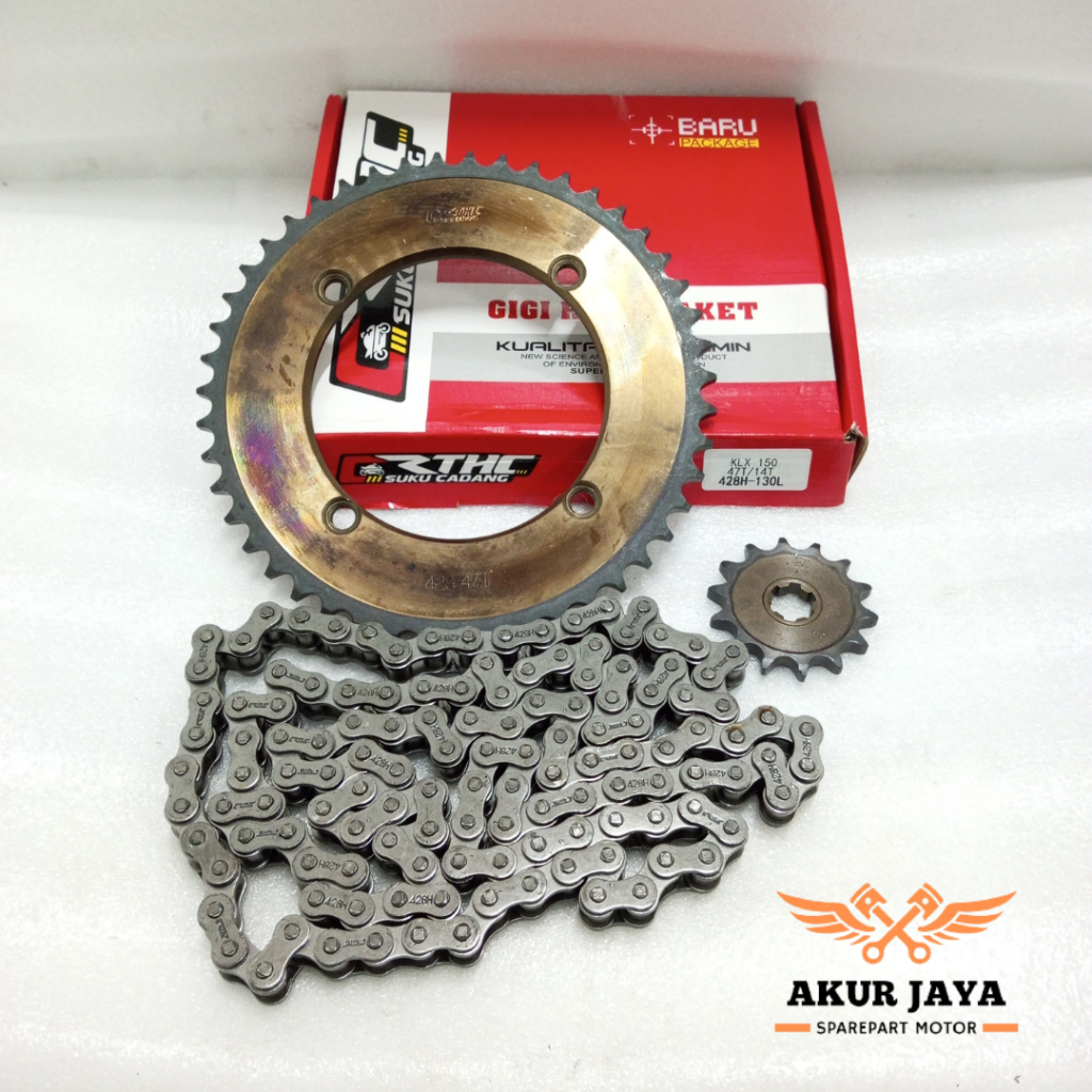 Jual GEAR SET / GIR SET / GIR PAKET / CHAIN KIT KLX 150 47T-14T 428-130L MERK RTHC/THALLAND ...