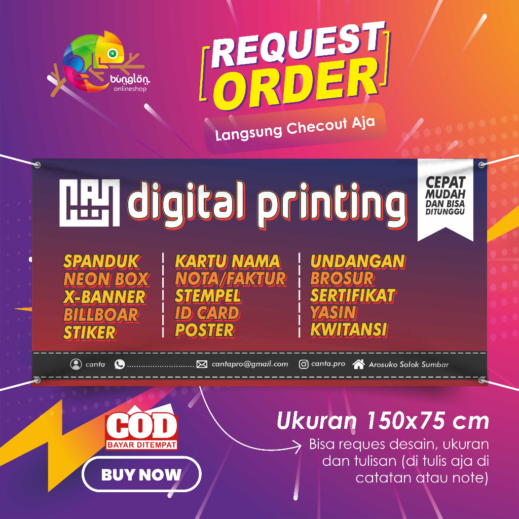 Jual Size 150x75 Spanduk Digital Printing, Banner Fotocopi | Shopee ...