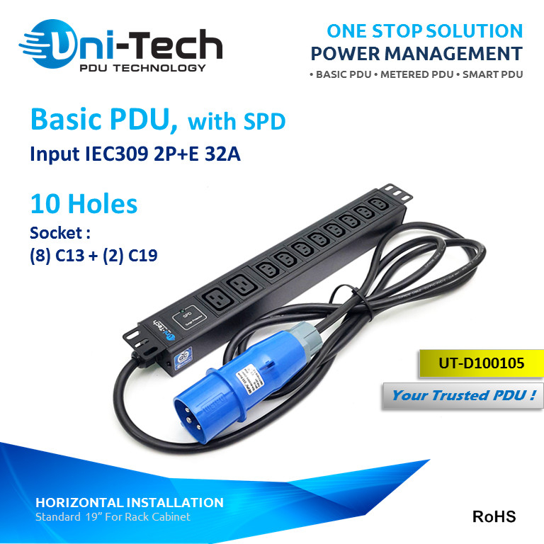 Jual PDU Rack Socket C13 C19 (Mix) - Basic PDU 10 Outlet / Ports ...