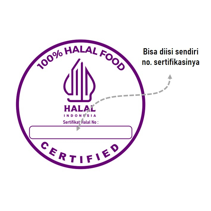 Jual Stiker Halal Plus Kolom No. Sertifikat Halal Warna Putih dan Ungu | Shopee Indonesia