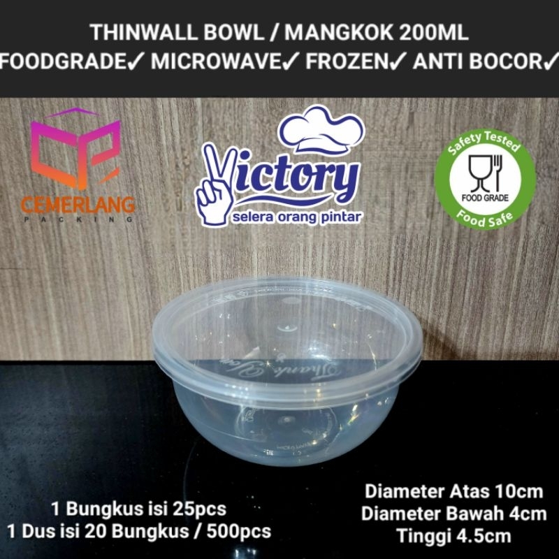 Jual Thinwall Bowl Mangkok 200ml Kotak Makan Plastik Dessert Jelly 200 ml 25PCS | Shopee Indonesia