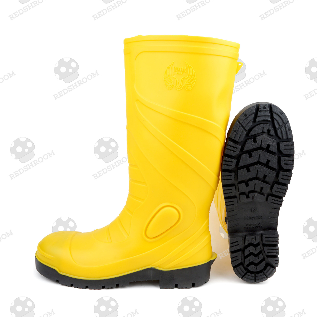 Jual Sepatu Boot Tinggi Hunter Safety 1 Hitam Kuning Putih Toe Cap Besi ...