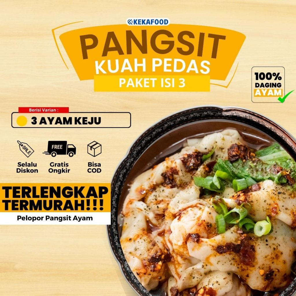 Jual Pangsit Kuah Pedas Isi 3 Varian Keju Lumer | Shopee Indonesia