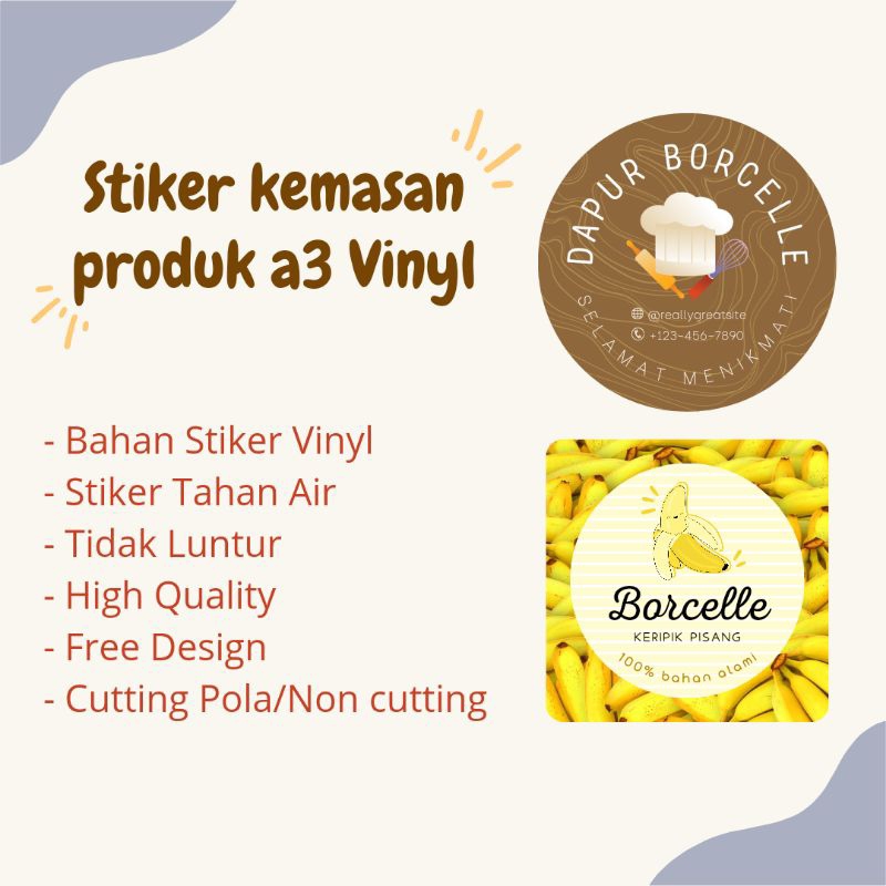 Jual cetak stiker vinyl A3+ / stiker waterproof / stiker kemasan produk ...