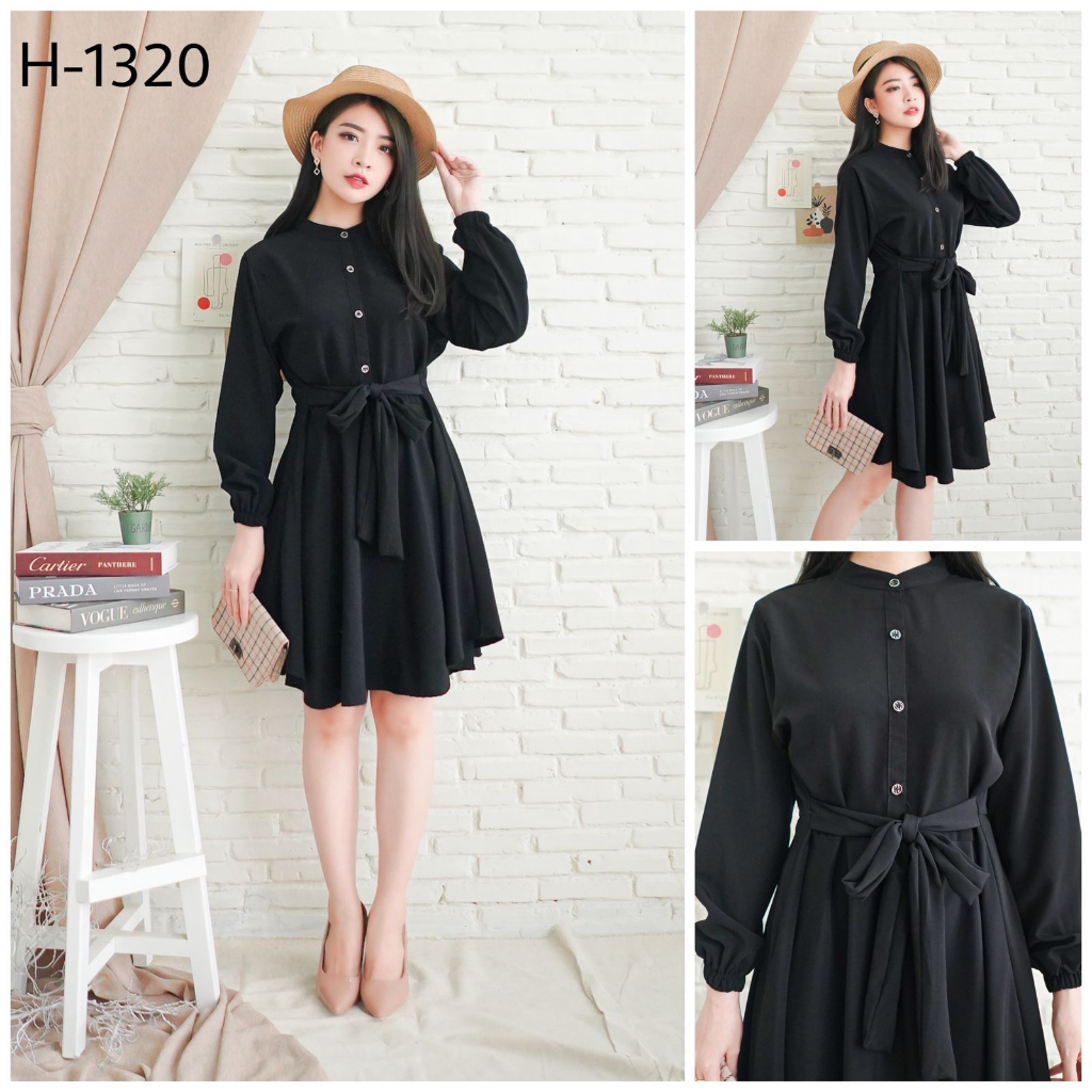 Jual Tunik Hitam polos Dress Fashion Wanita muslim | Shopee Indonesia