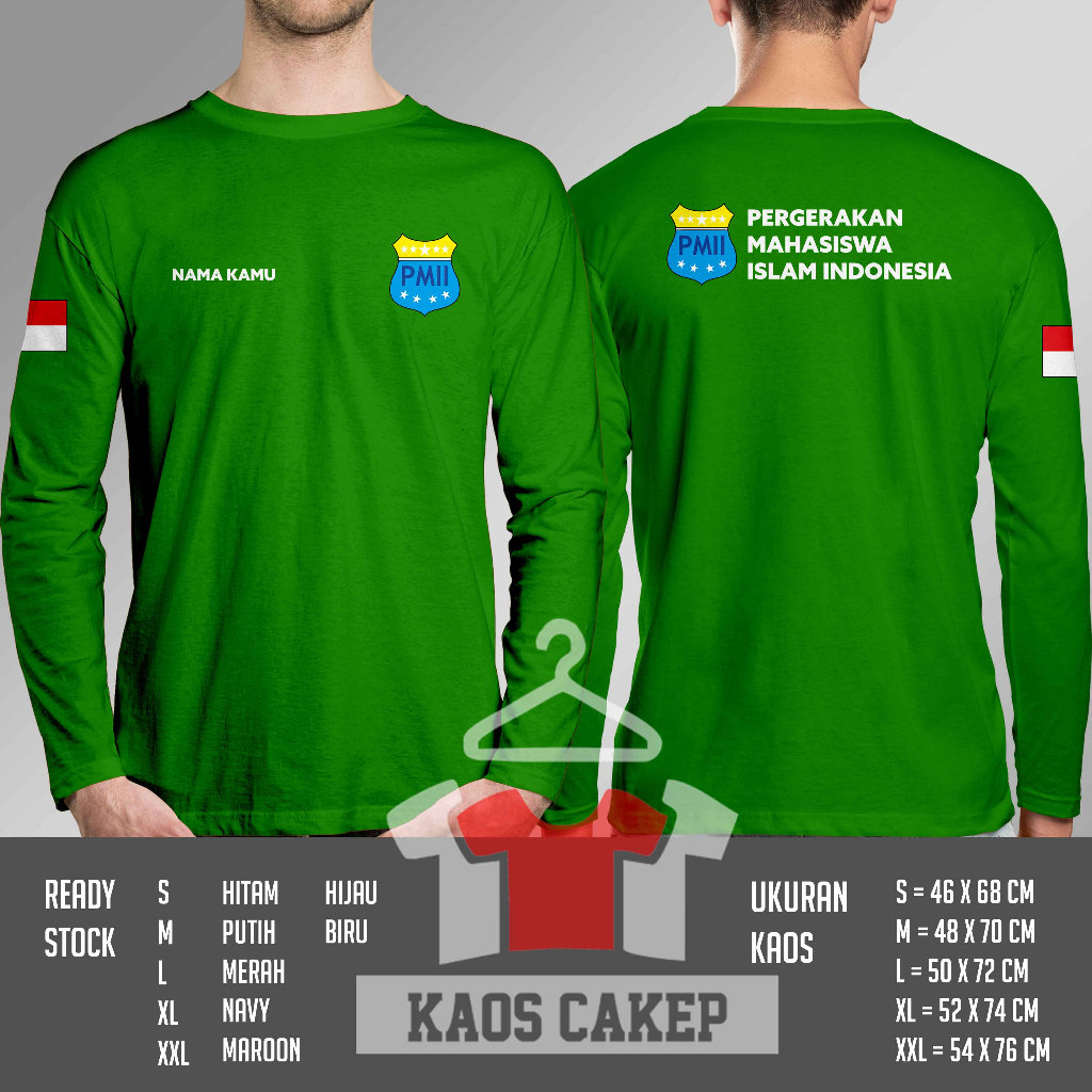 Jual Kaos PMII Pergerakan Mahasiswa Islam Indonesia Gratis Nama Lengan ...