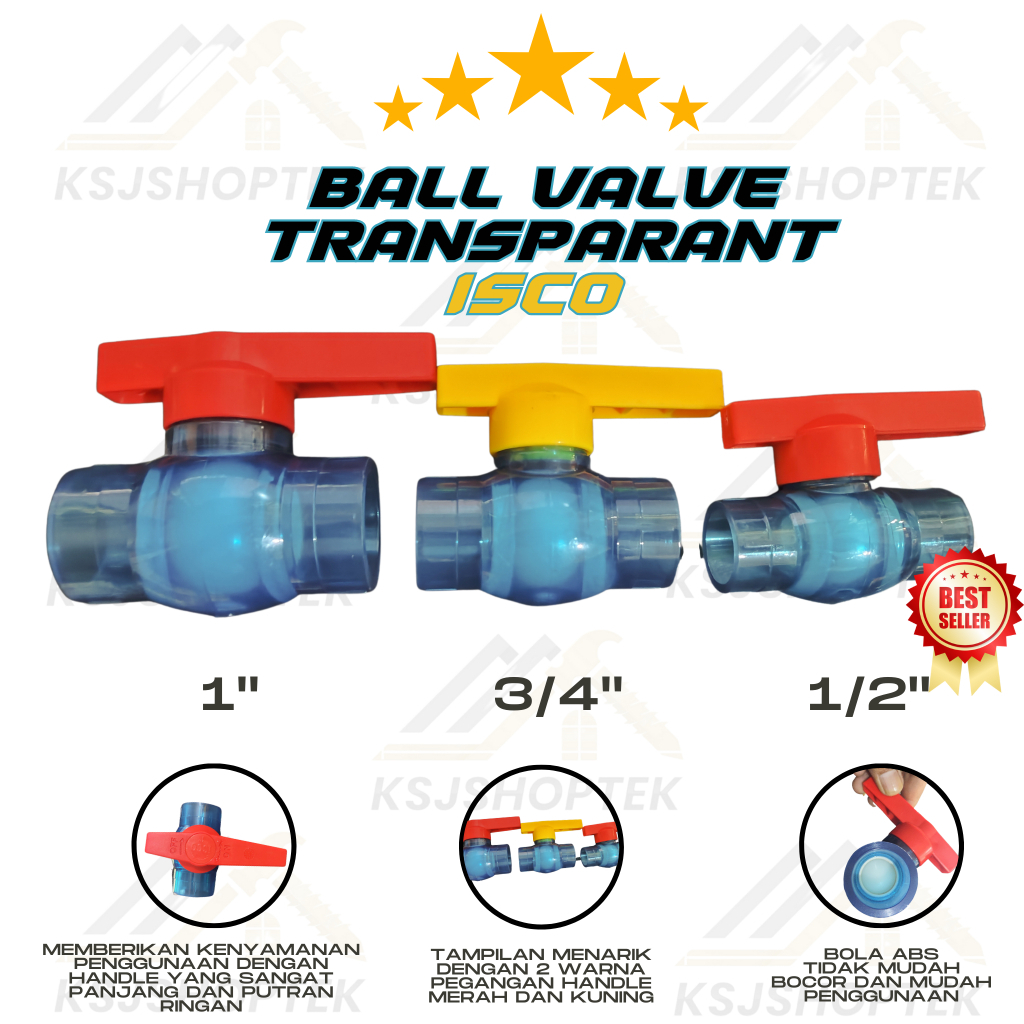 Jual Ball Valve Gagang Besi Plat Stop Kran Gagang Besi 1/2 3/4 1 Inch Stop Kran Transparant UPVC ...