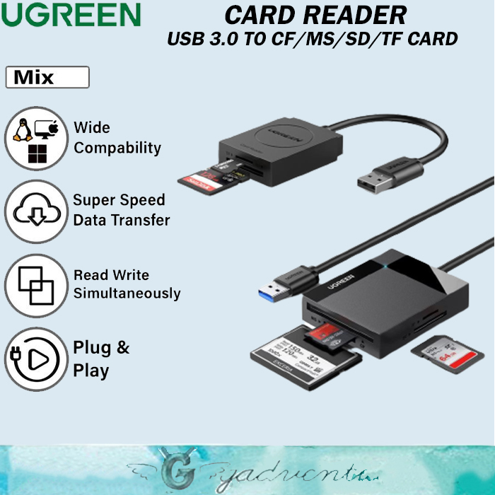 Jual UGREEN Card Reader USB Type A 3.0 Dan Card Reader USB Type C Untuk ...