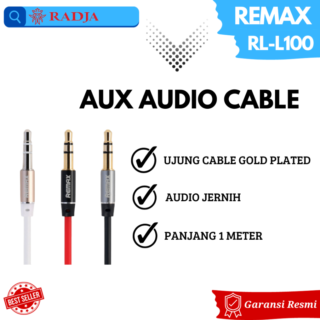 Jual Kabel Aux Audio REMAX RL-L100 1 Meter Cable 3.5mm | Shopee Indonesia