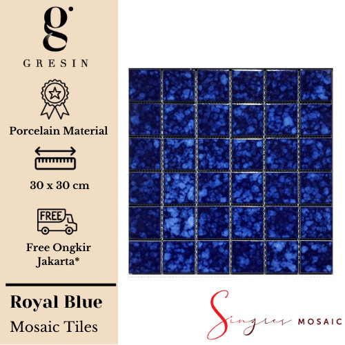 Jual Royal Blue Square Singres Mosaic Tiles | Mosaic Keramik | Shopee ...