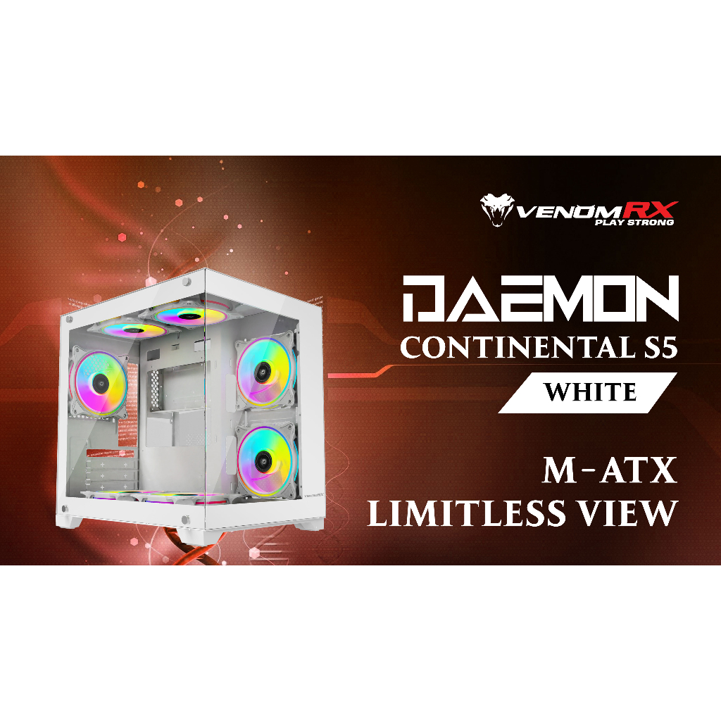 Jual CASING Gaming VENOMRX DAEMON CONTINENTALS, M-ATX Full Tempered ...