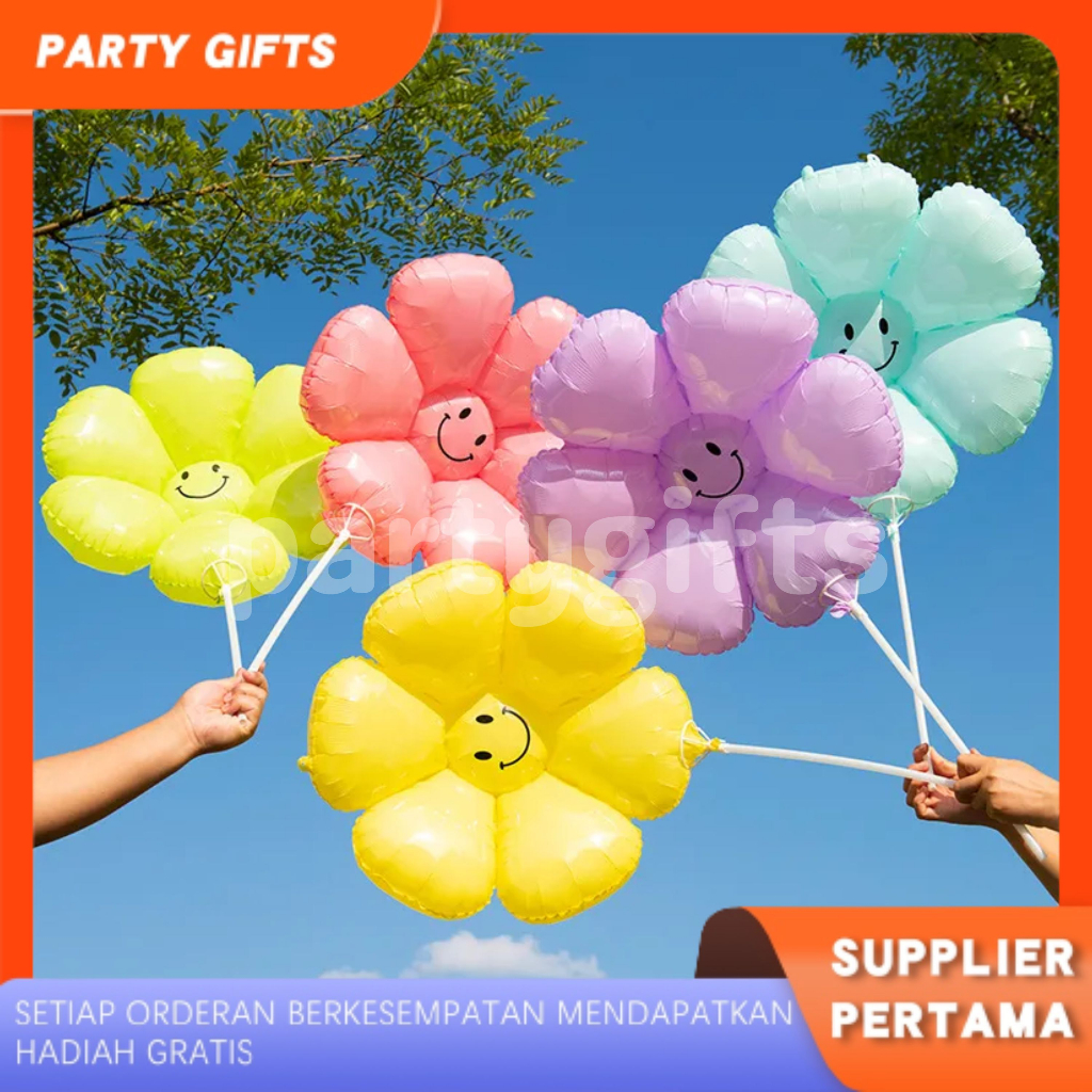 Jual Balon Foil Bunga Daisy Smile Ukuran Mini Balon Bunga Matahari ...