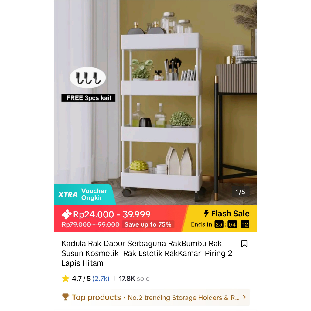 Jual Rak Persegi 4 Tingkat Putih Multifungsi Serbaguna Rak Tingkat 4 ...