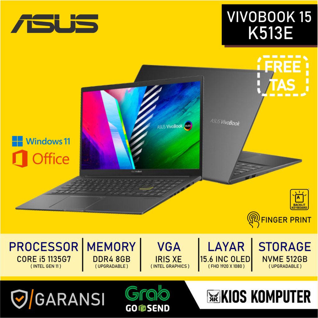 Jual ASUS VIVOBOOK 15 OLED K513E CORE i5 1135G7 8GB/512GB IRIS XE 15.6 ...