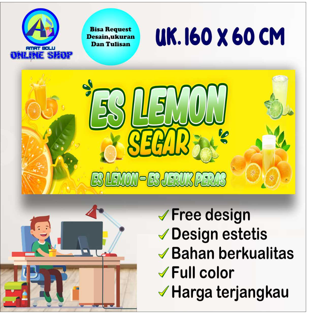 Jual SPANDUK ES LEMON SEGAR UKURAN 160x60 BISA REQUEST | Shopee Indonesia